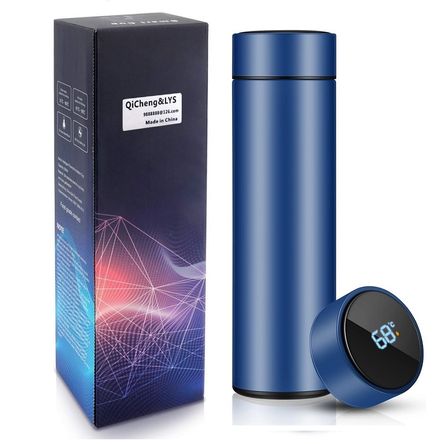 Termo Inteligente Acero Inoxidable Botella con Sensor Azul - Promart