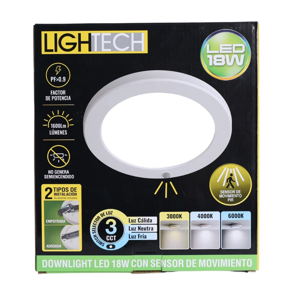 Downlight LED Sensor 18W Empotrable 3CCT Lightech - Promart