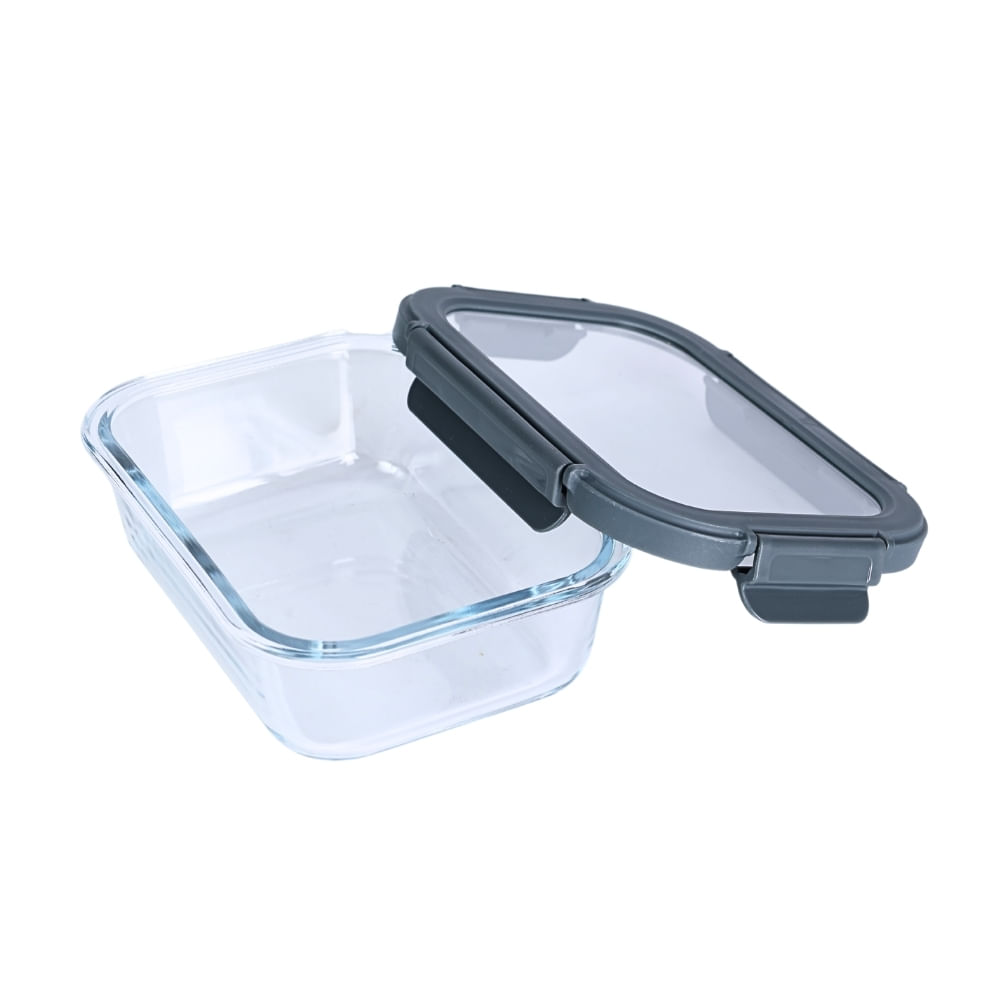 Taper Vidrio Rectangular Hermético Gris 640ml Orange - Promart