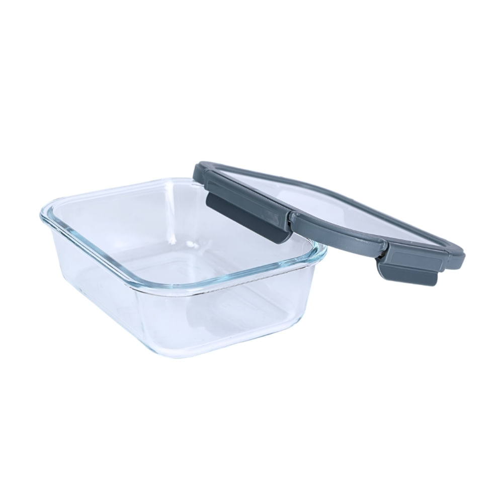 Taper Vidrio Rectangular Hermético Gris 1050ml Orange - Promart