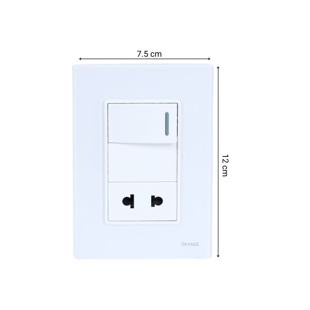 Placa Armada Orange: Interruptor + Tomacorriente Vitro Blanco - Promart