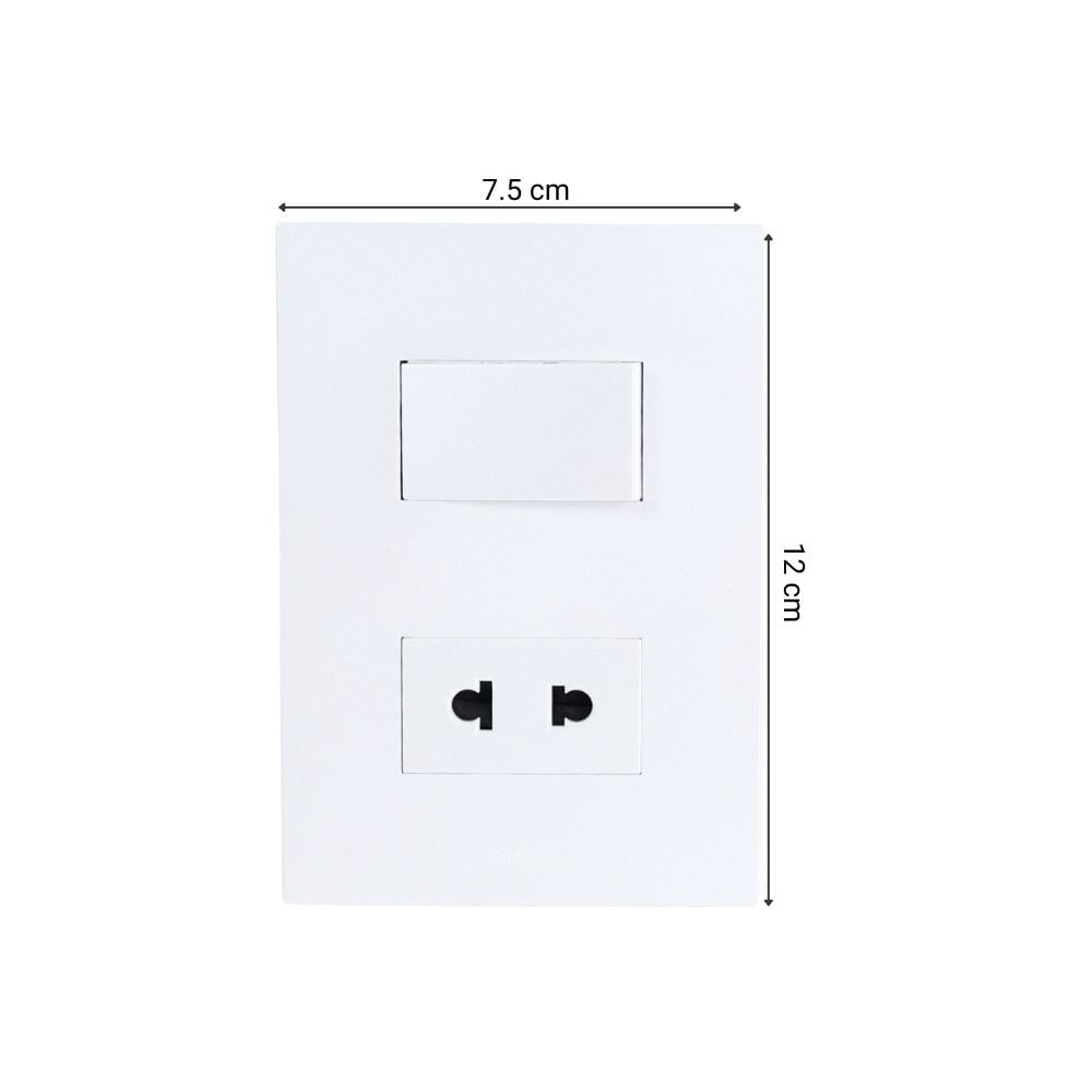 Placa Armada Orange: Interruptor + Tomacorriente Matte Blanco - Promart