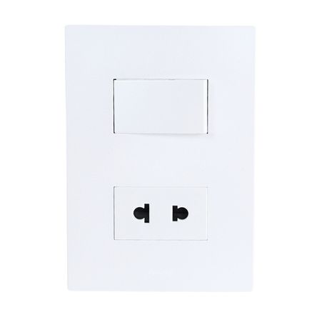 Placa Armada Orange: Interruptor + Tomacorriente Matte Blanco - Promart