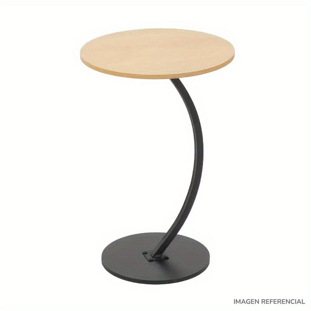 Mesa Auxiliar Circular Moderna en Forma de C Beige con Negro - Promart
