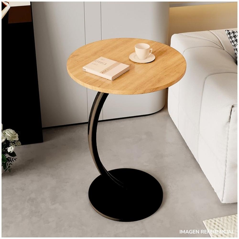 Mesa Auxiliar Circular Moderna en Forma de C Beige con Negro - Promart