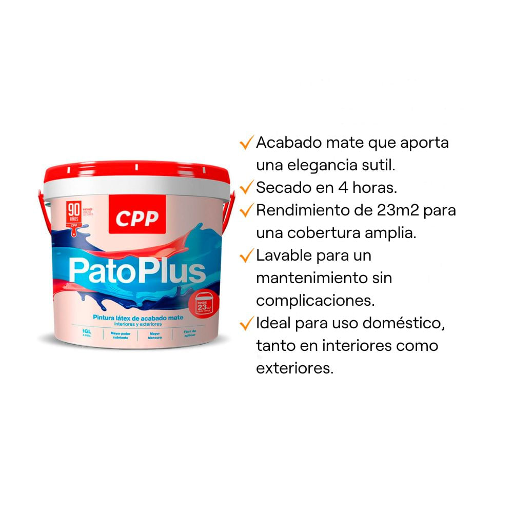 Pintura Látex Patoplus CPP Blanco 1 galón - Promart