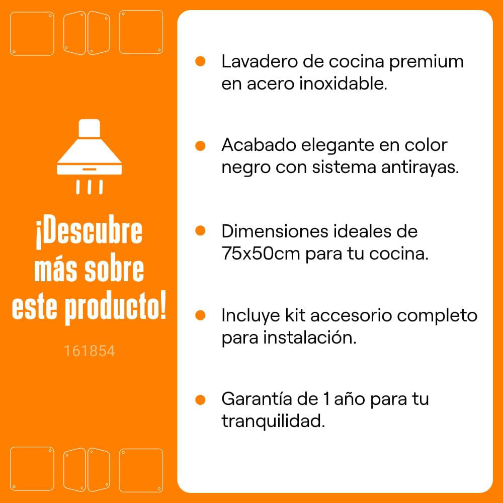 Lavadero 1 poza Auto 75x50cm Embossed Pvd Black Antiraya Orange - Promart