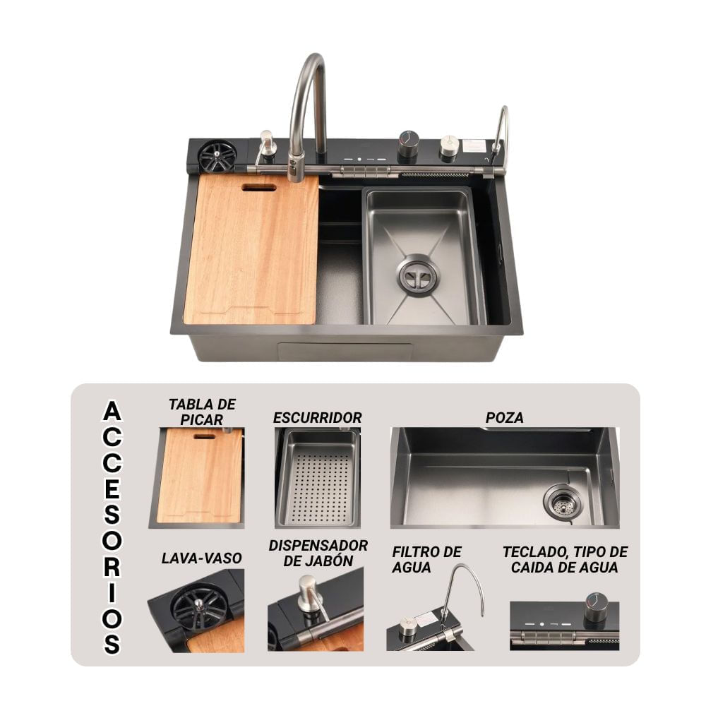 Lavadero 1 poza Auto 75x50cm Embossed Pvd Black Antiraya Orange - Promart