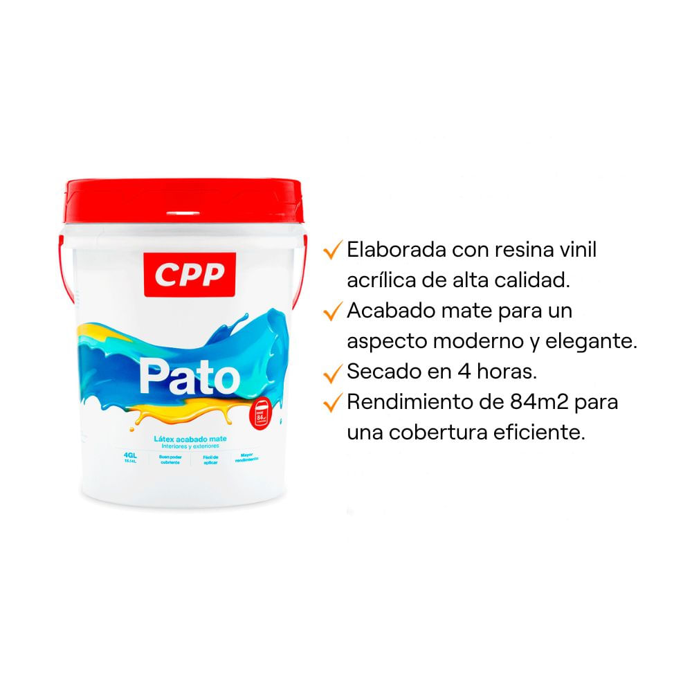 COMBO Pintura Látex Pato CPP Blanco Humo 4 galones + Sellador CPP 4 galones - Promart