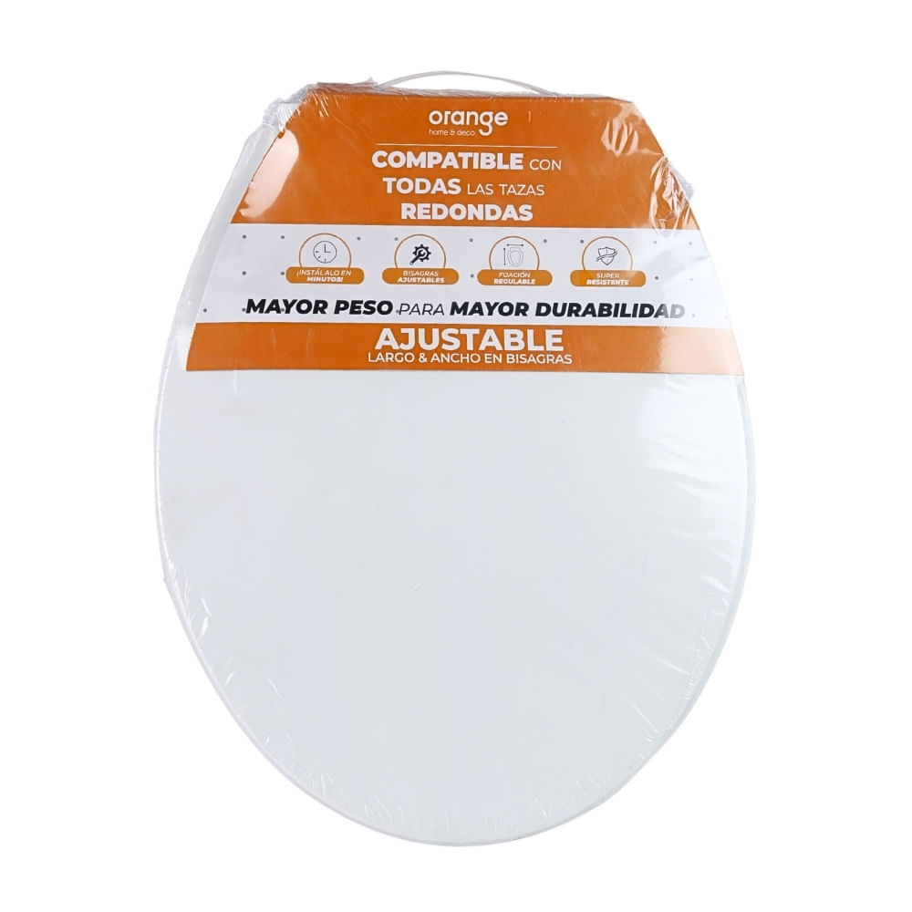 Asiento de Inodoro Redondo Eco Plástico Orange Modelo AB0001 Blanco ...