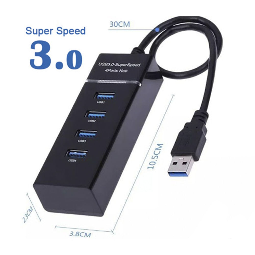 Hub 4 Puertos USB 3.0 5gbps 30 cm Indicador Led Super Speed | Promart.pe - Promart