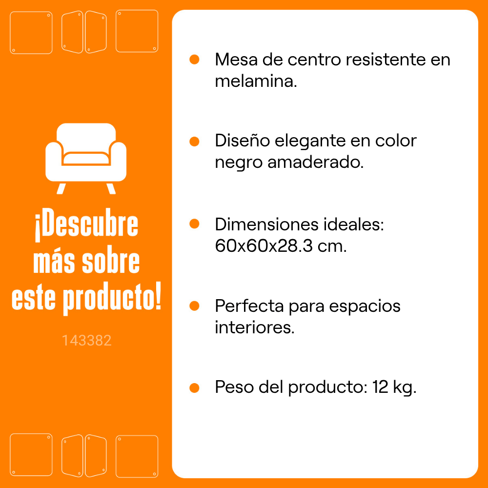 Mesa de centro Kaia Negro Amaderado Tuhome - Promart