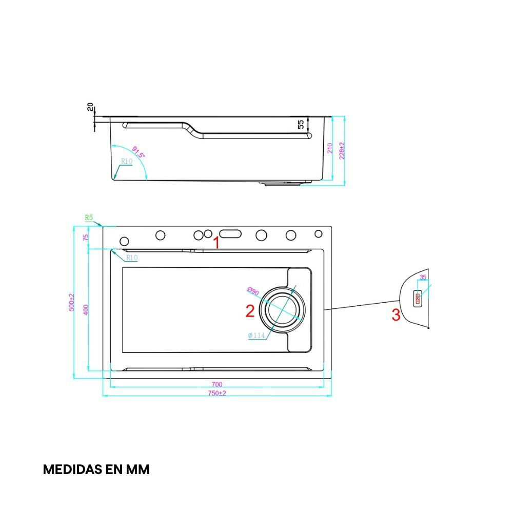 Lavadero 1 poza Auto 75x50cm Embossed Pvd Black Antiraya Orange - Promart
