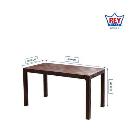Mesa Rectangular Plástico Reyplast Roble con Ratan 150x80cm - Promart