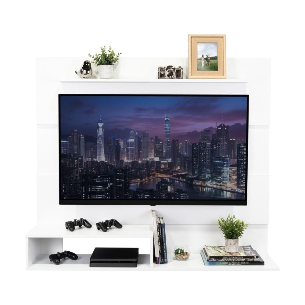 Panel de TV 55" Ascher Melamina Blanco de 140cm Tuhome - Promart