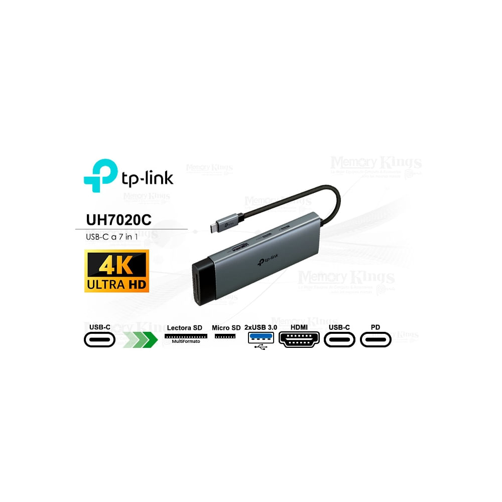 TP-Link UH7020C Hub USB Type-C de 7 puertos, compacto y versátil para - Promart