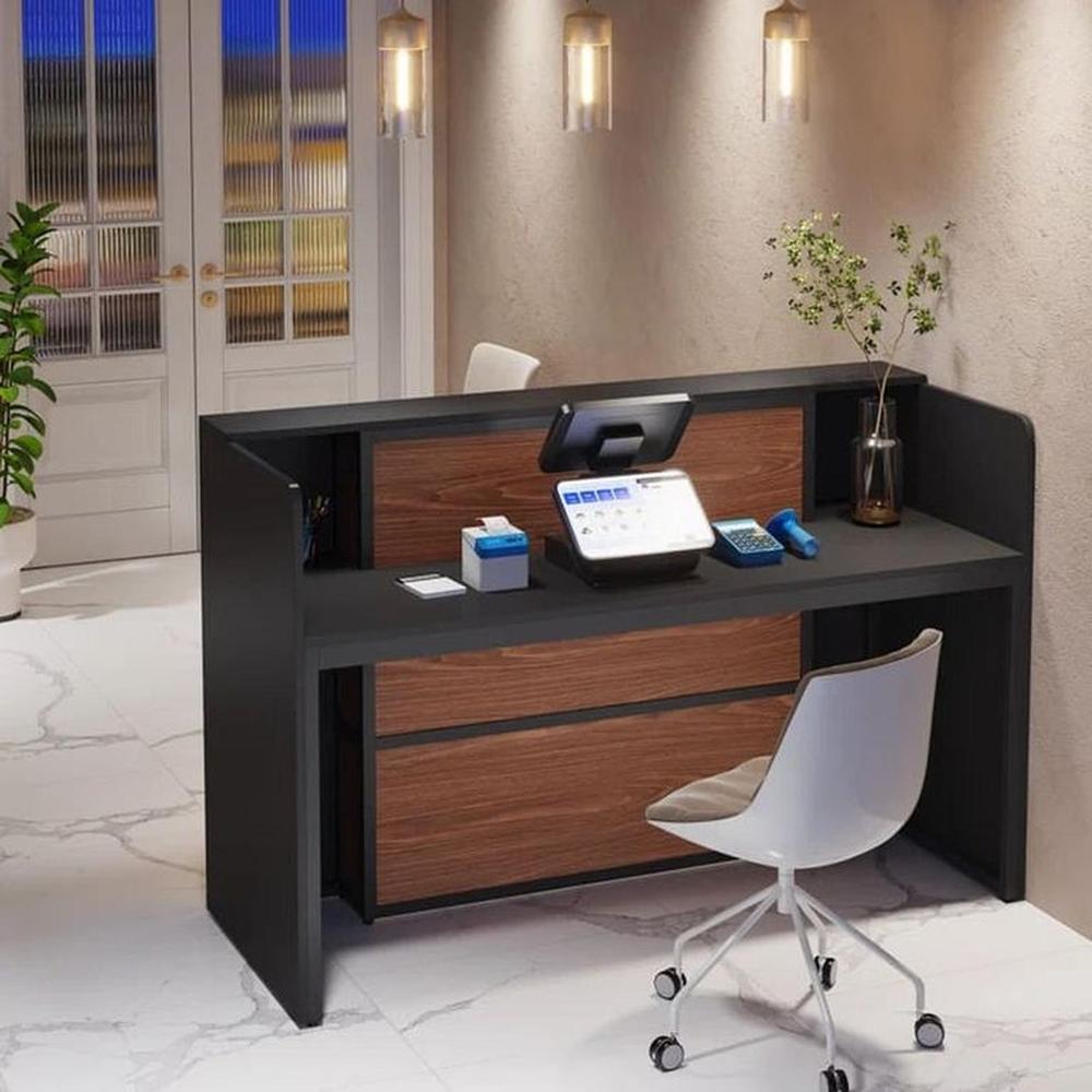 Counter de Recepción de Melamina Negro 160cm| Promart.pe - Promart
