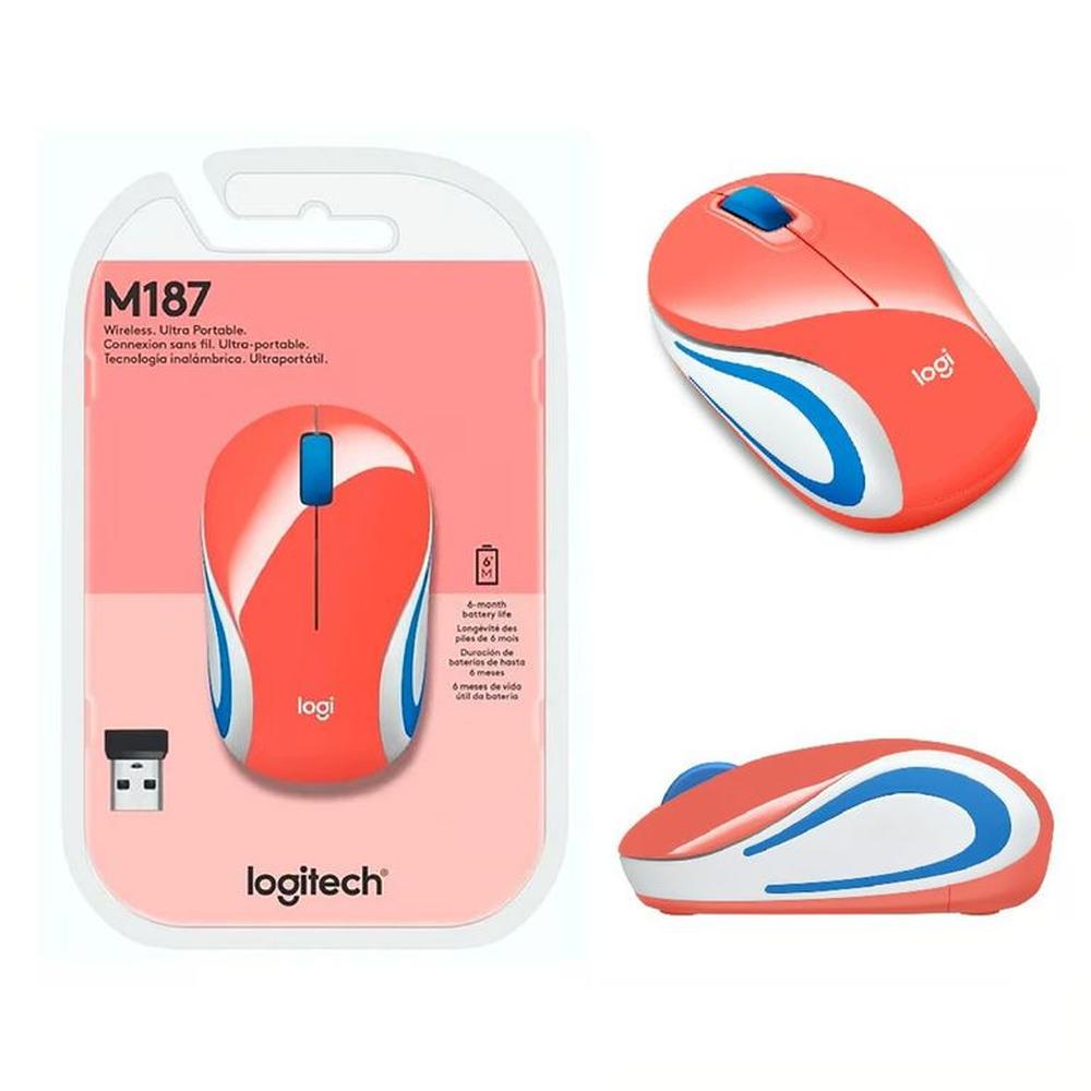 Mouse Inalámbrico Logitech M187 Mini Coral - Promart