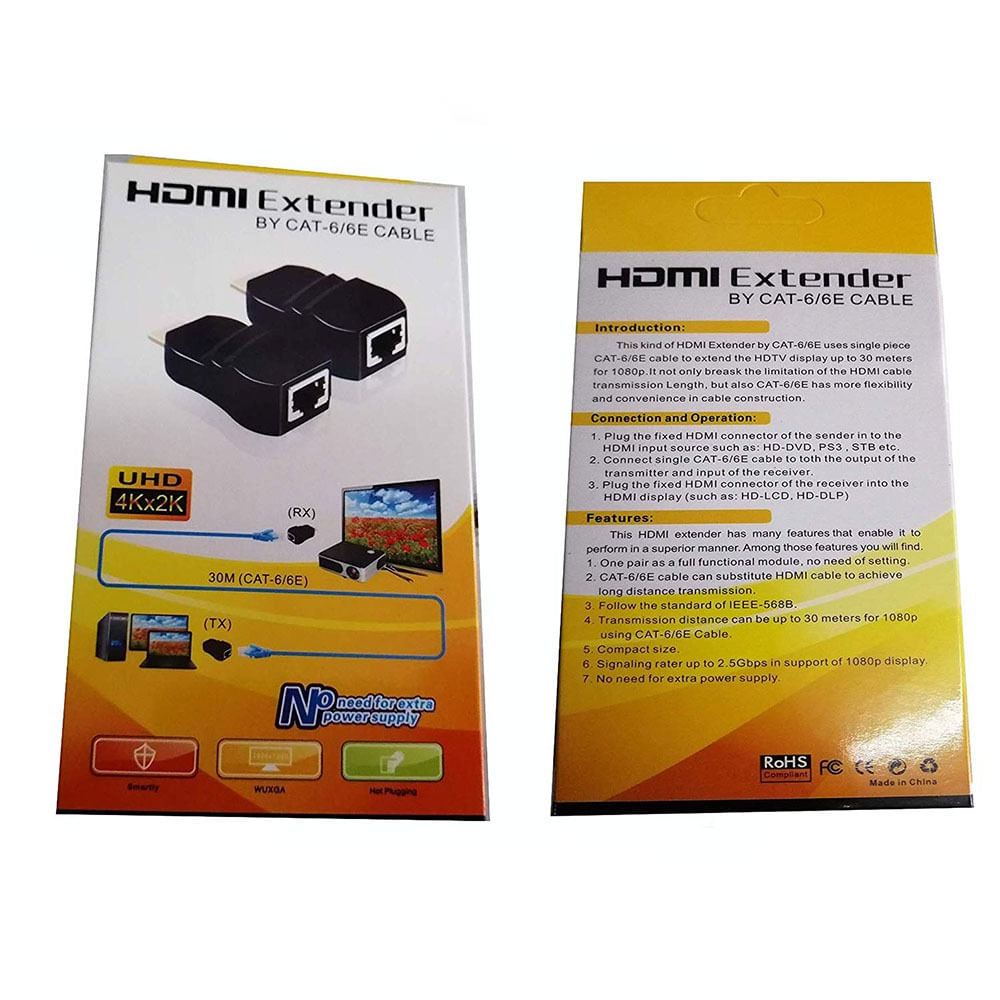 Extender Extensor Hdmi Rj45 Utp 4k 30 Metros | Promart.pe - Promart