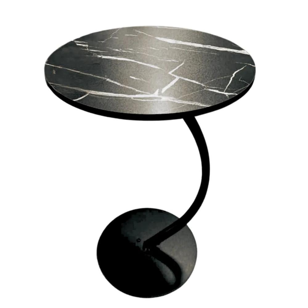 Mesa Auxiliar Circular Moderna en Forma de C Negro Marmoleado | Promart ...