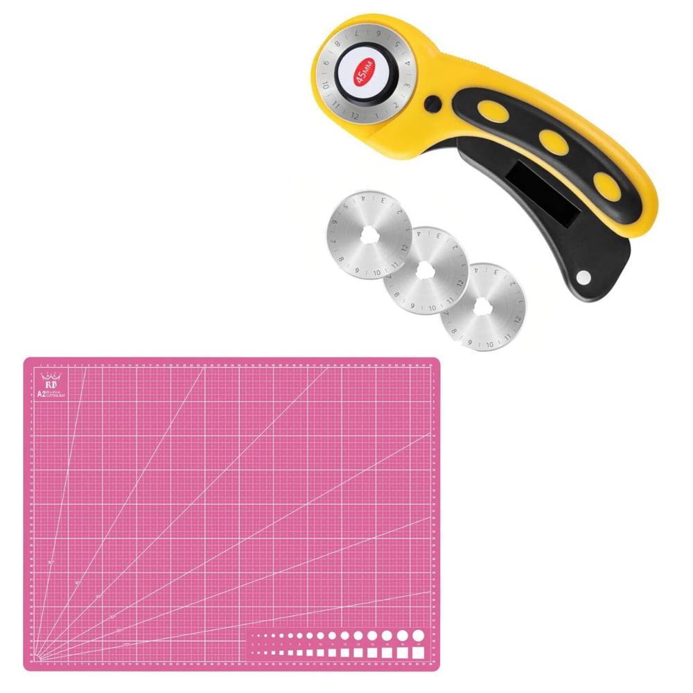 Base Tapete Corte A2 45x60cm Más Cutter Rotativo Mas 3 Cuchillas Color Rosa - Promart
