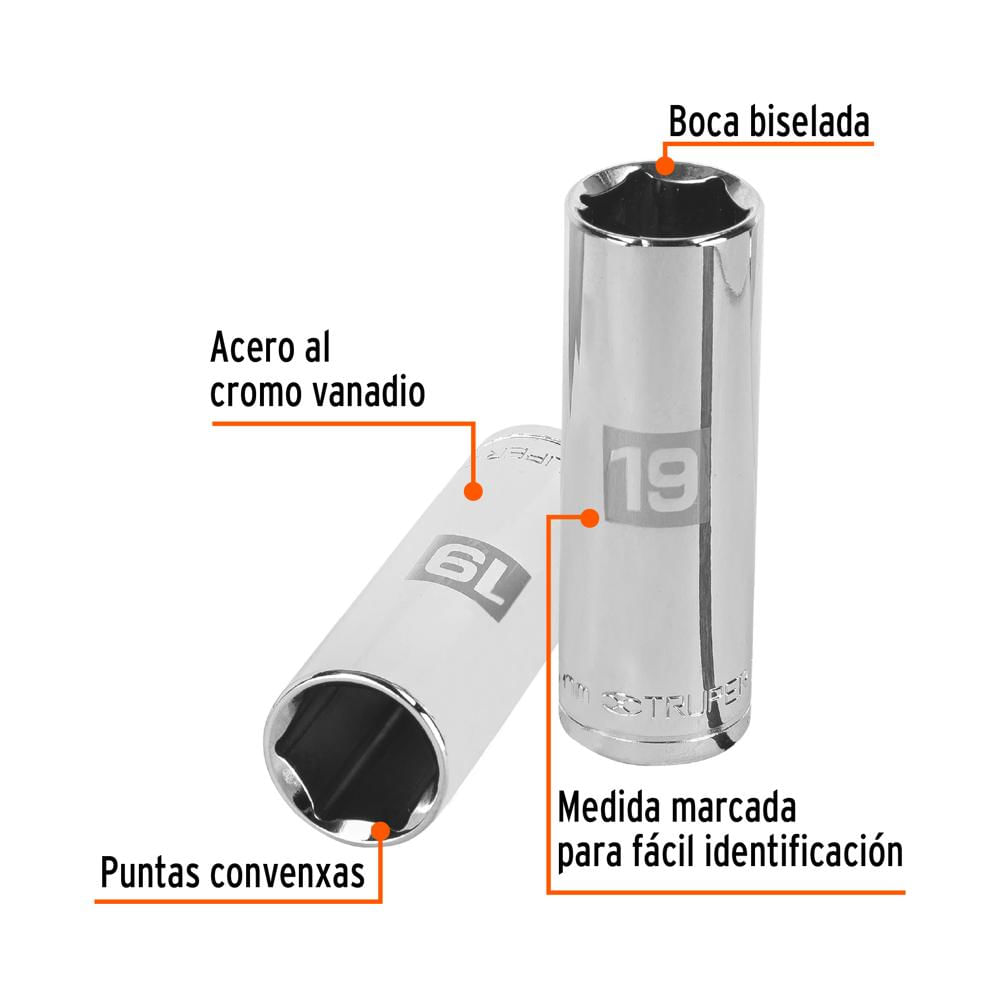 Dado 19mm Hexagonal Tubular Encastre de 1/2" 13359 Truper| Promart.pe - Promart