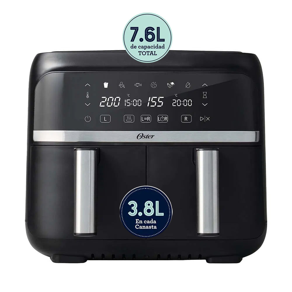 Freidora De Aire Dual 7.6 Litros Digital Oster Ckstaf7Mcddf