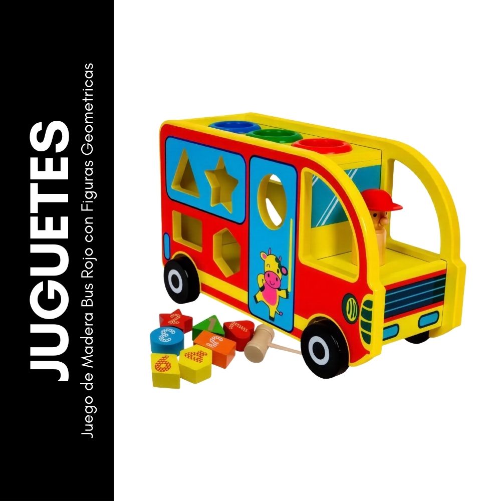 Juego de Madera Bus Rojo con Figuras Geometricas | Promart.pe - Promart