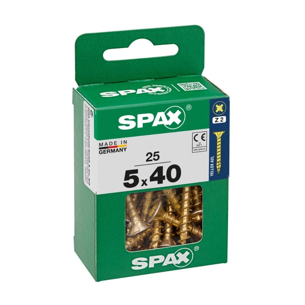Tornillo Spax Cabeza Plana Bicro 5x40 M - 25 unidades - Promart