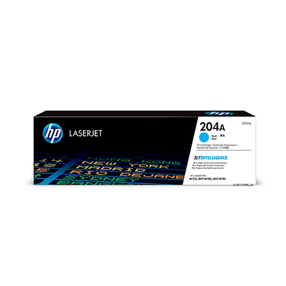 Tóner HP CF511A (204A) Color Cian para LaserJet Pro M154 - 900 Páginas ...