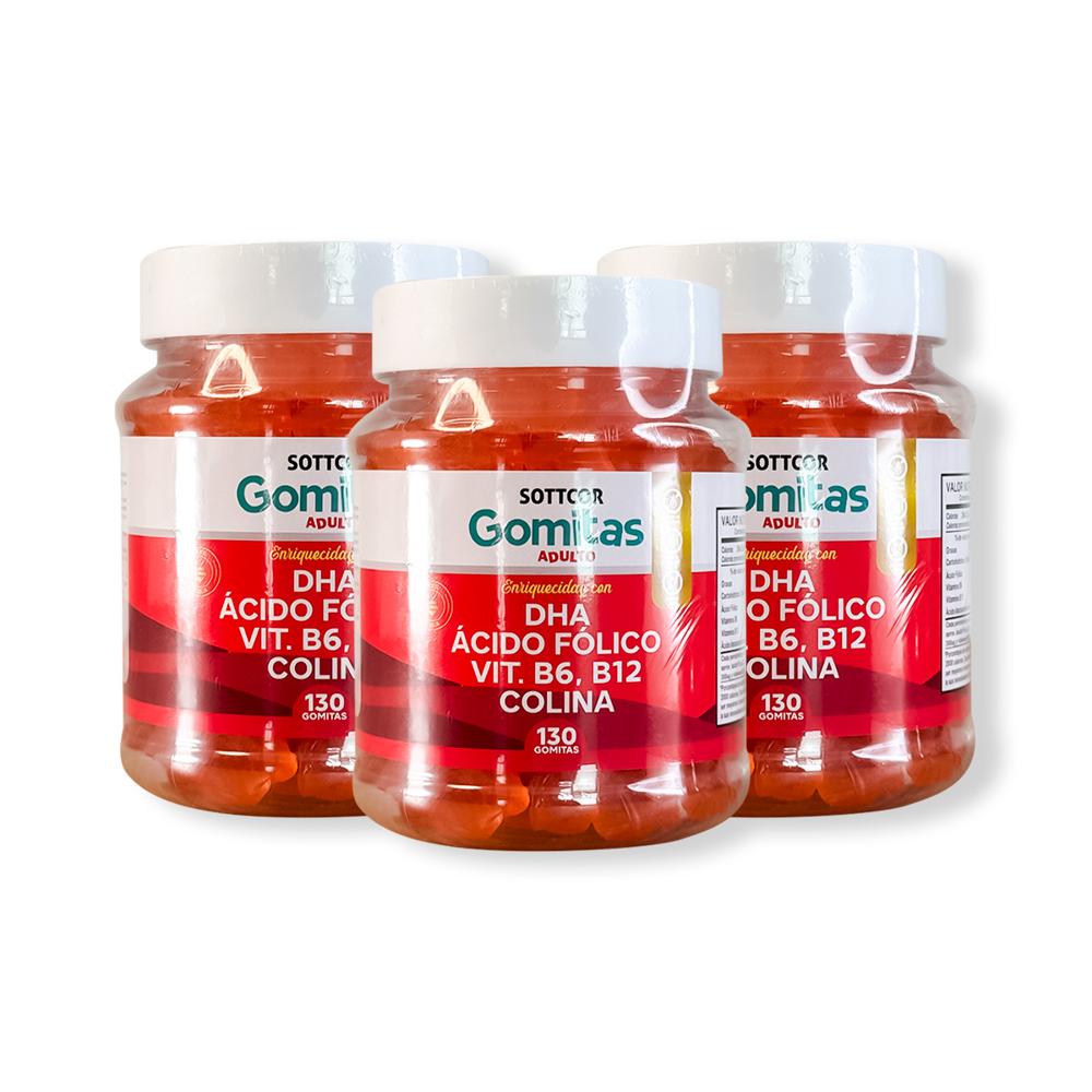 Gomitas con DHA Acido FolicoVit. B6. B12 Colina Sottcor 3 Pomos ...
