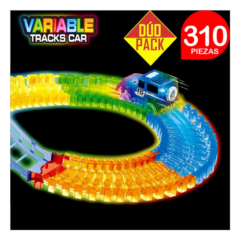 Pista VARIABLE TRACK Luminosa Flexible 155 piezas Dúo Pack 310 Piezas ...