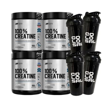 PACK X4 100% Creatina Universe Nutrition 150GR + 4 Shakers - Promart