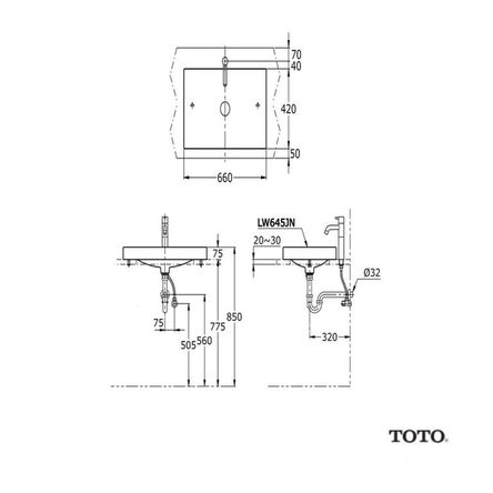 Lavamanos de sobreponer modelo LW645JN cuadrado marca TOTO | Promart.pe ...