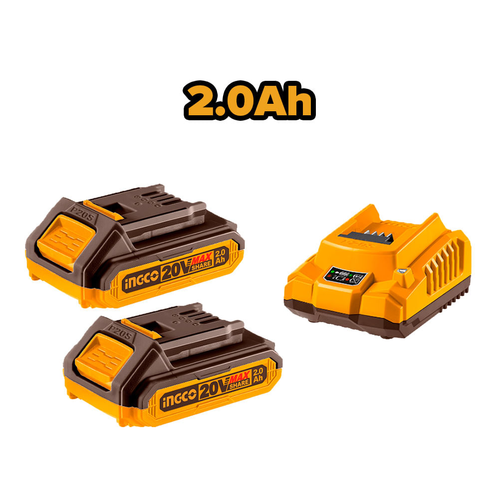 Set 2 Baterías 20V 2.0AH con 1 Cargador Ingco FBCPK1222 | Promart.pe ...