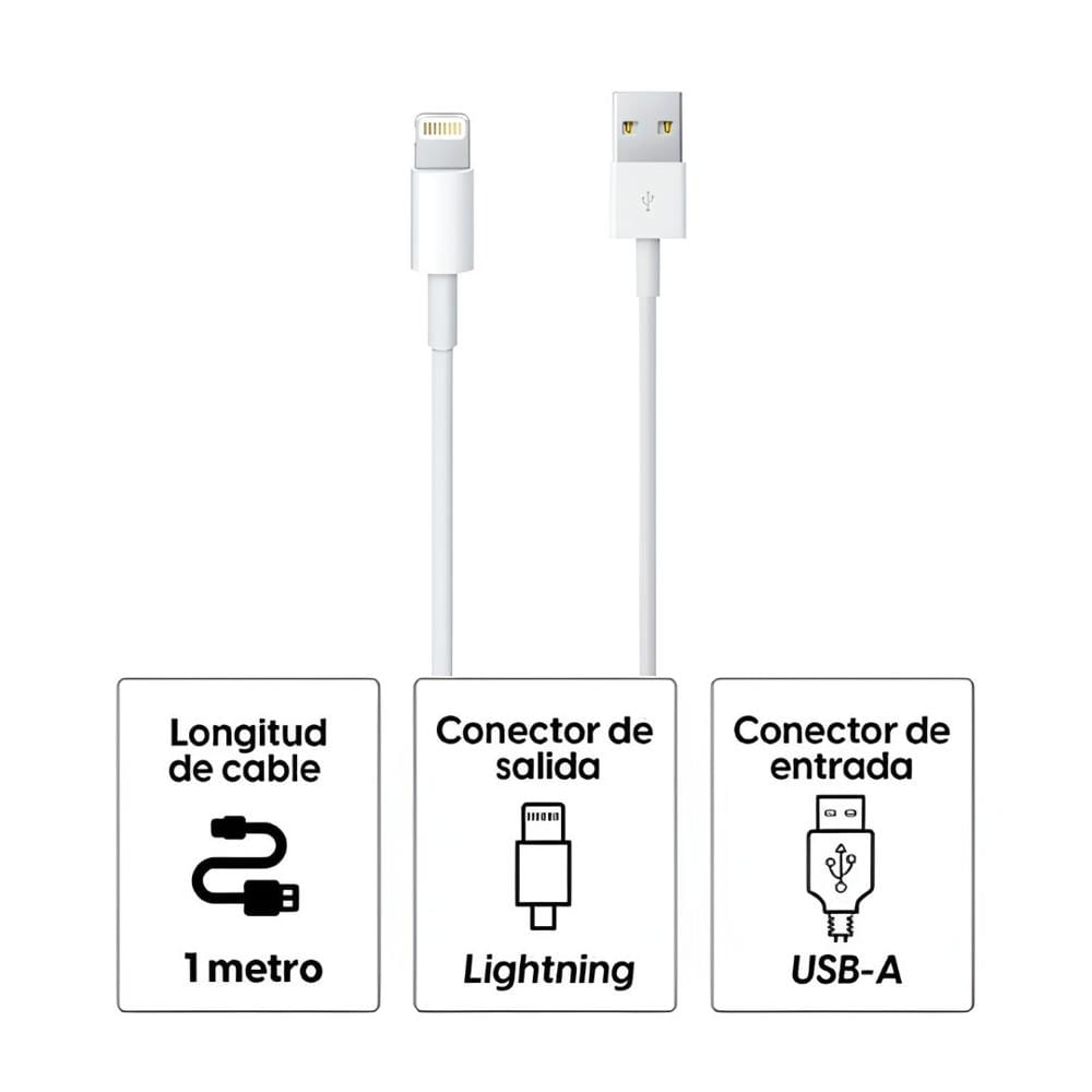 CABLE LIGHTNING A USB-A 1M BLANCO - Promart