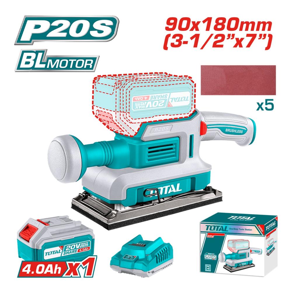 Lijadora Orbital + Bateria y Cargador Total TFSLI20311 - Promart