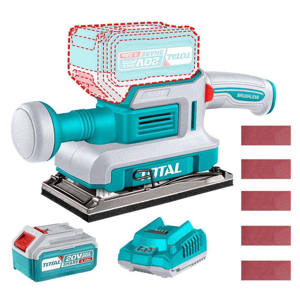 Lijadora Orbital + Bateria y Cargador Total TFSLI20311 - Promart