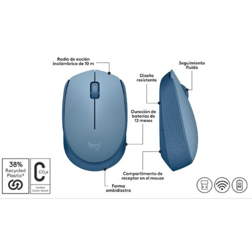 Mouse Logitech M170 Inalámbrico Color Blue-az| Promart.pe - Promart