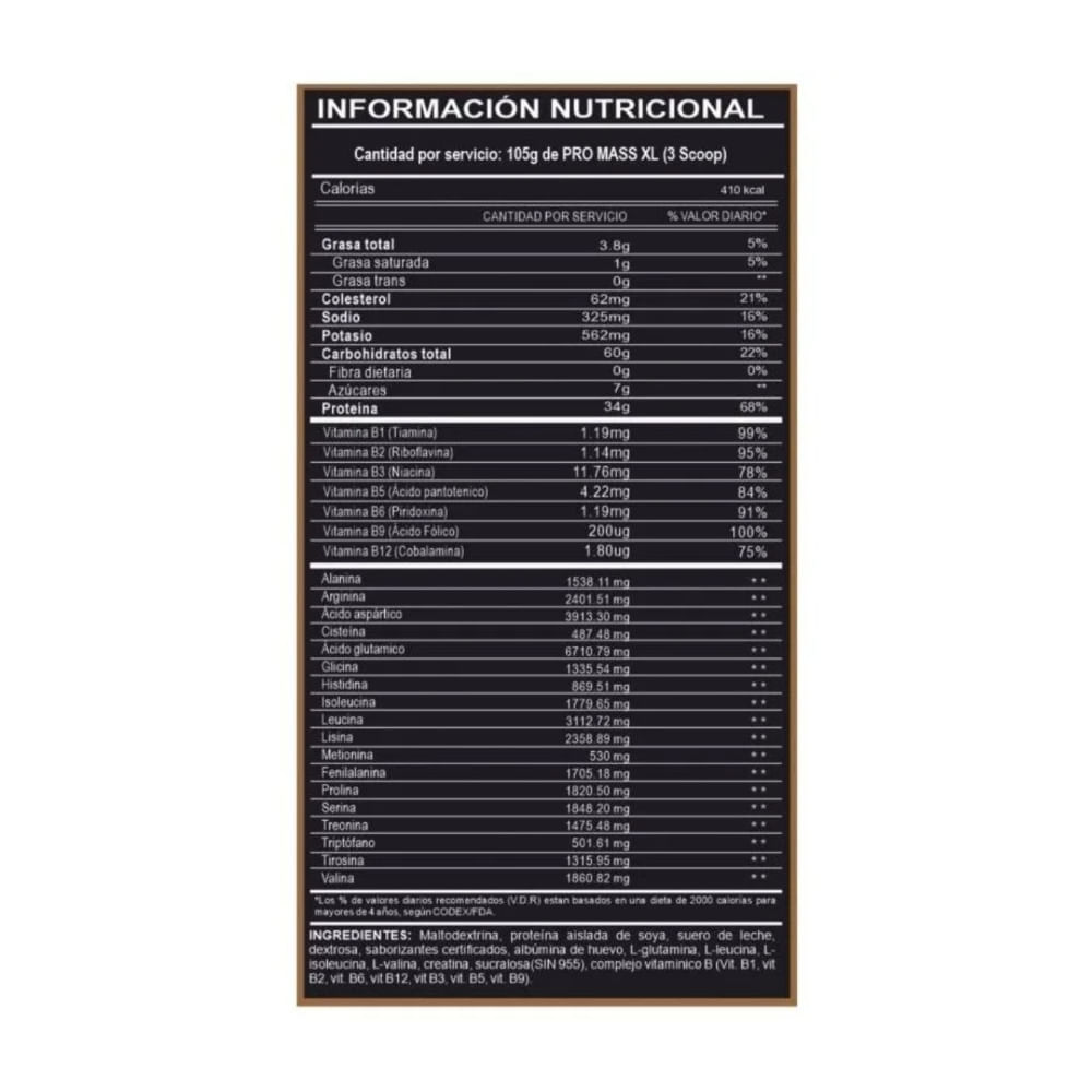 GANADOR DE MASA PROTEINA PRO MASS XL 5KG - VAINILLA| Promart.pe - Promart
