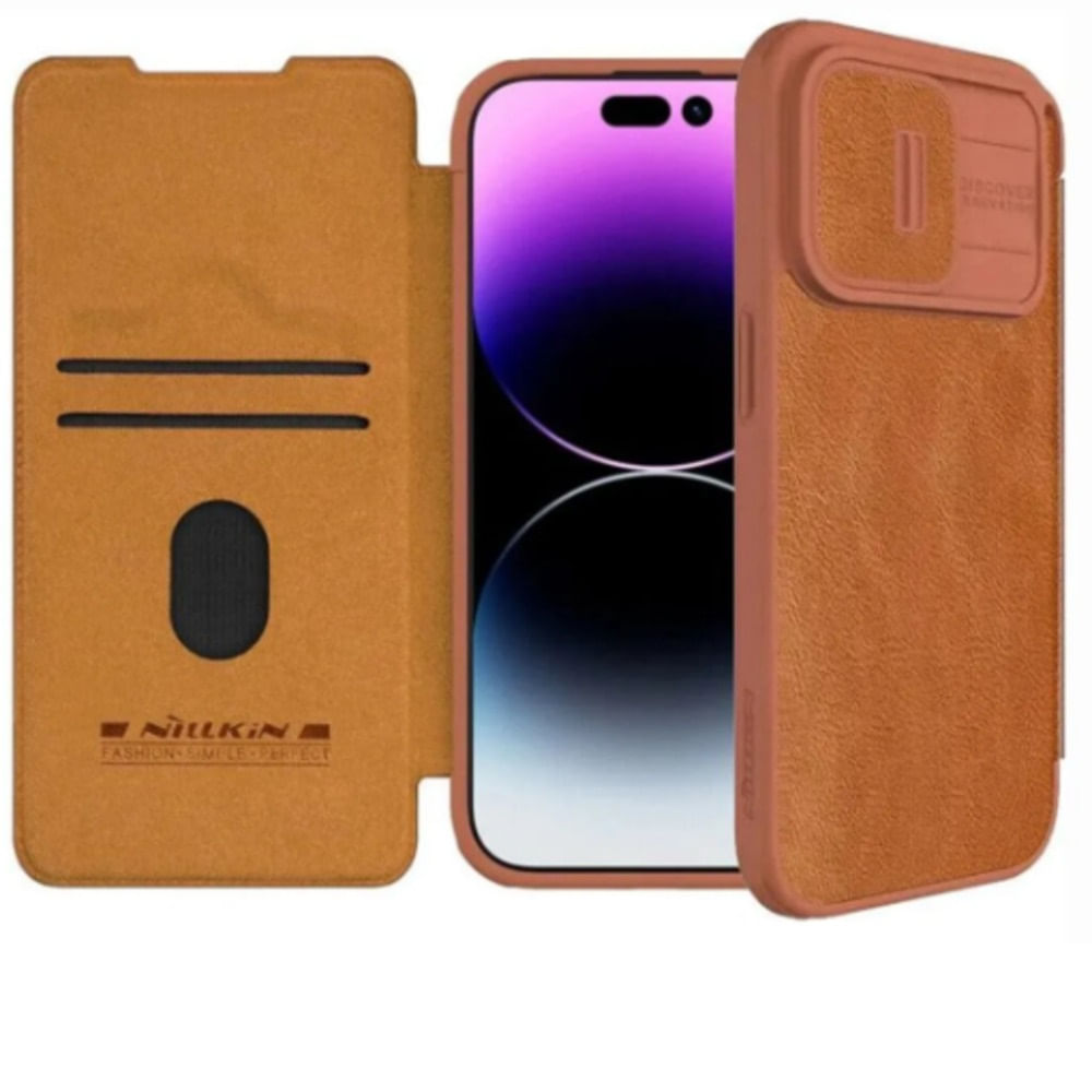 Case Qin PRO Leather para Iphone 15- Camel| Promart.pe - Promart