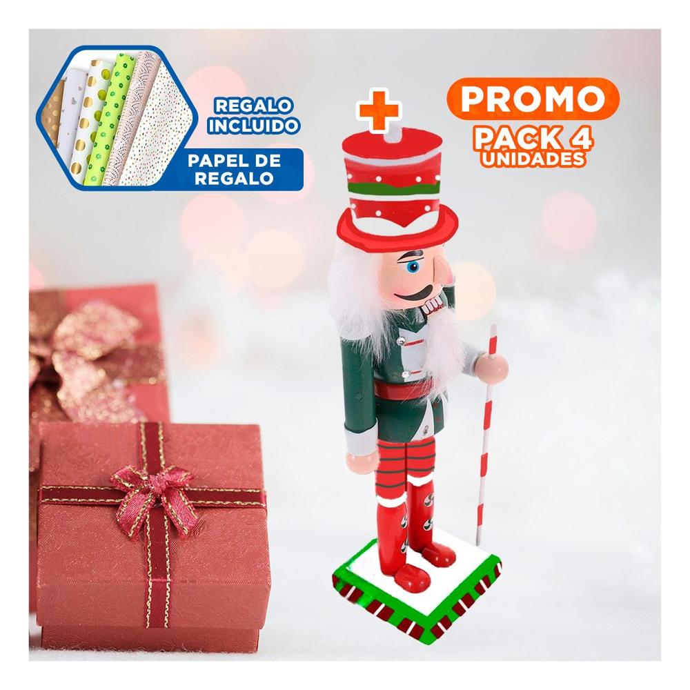 Pack4 Cascanuez de Navidad en Color Verde Y+Papel de Regalo - Promart