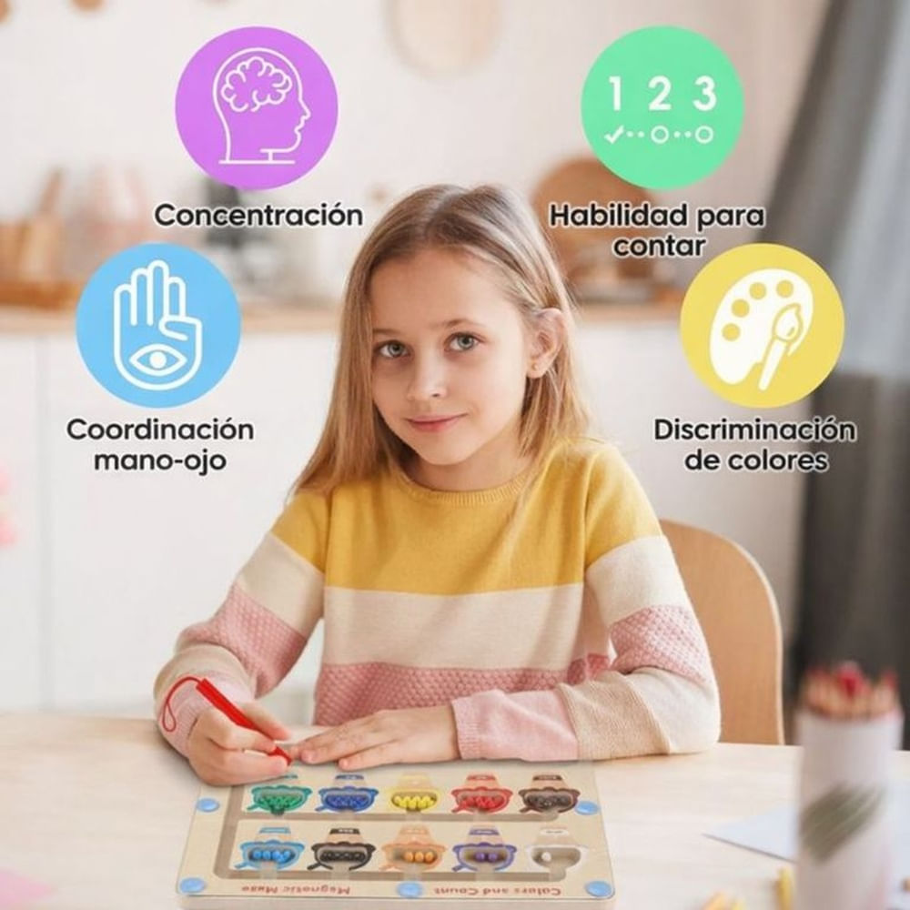 Laberinto Magnético de Colores y Números Juguete Educativo de Madera ...