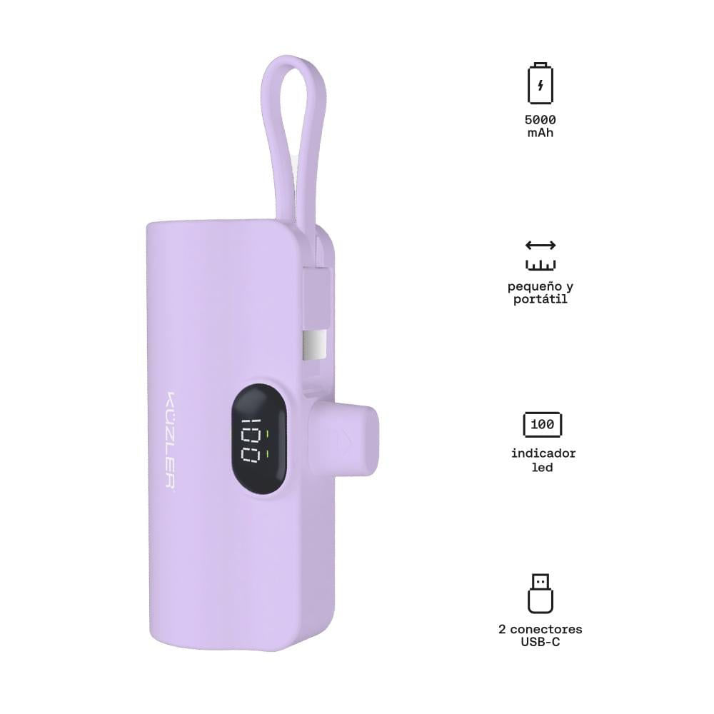 Minipowerbank Kuzler 5000mah Usb-c Morado Ilse-101 M - Promart