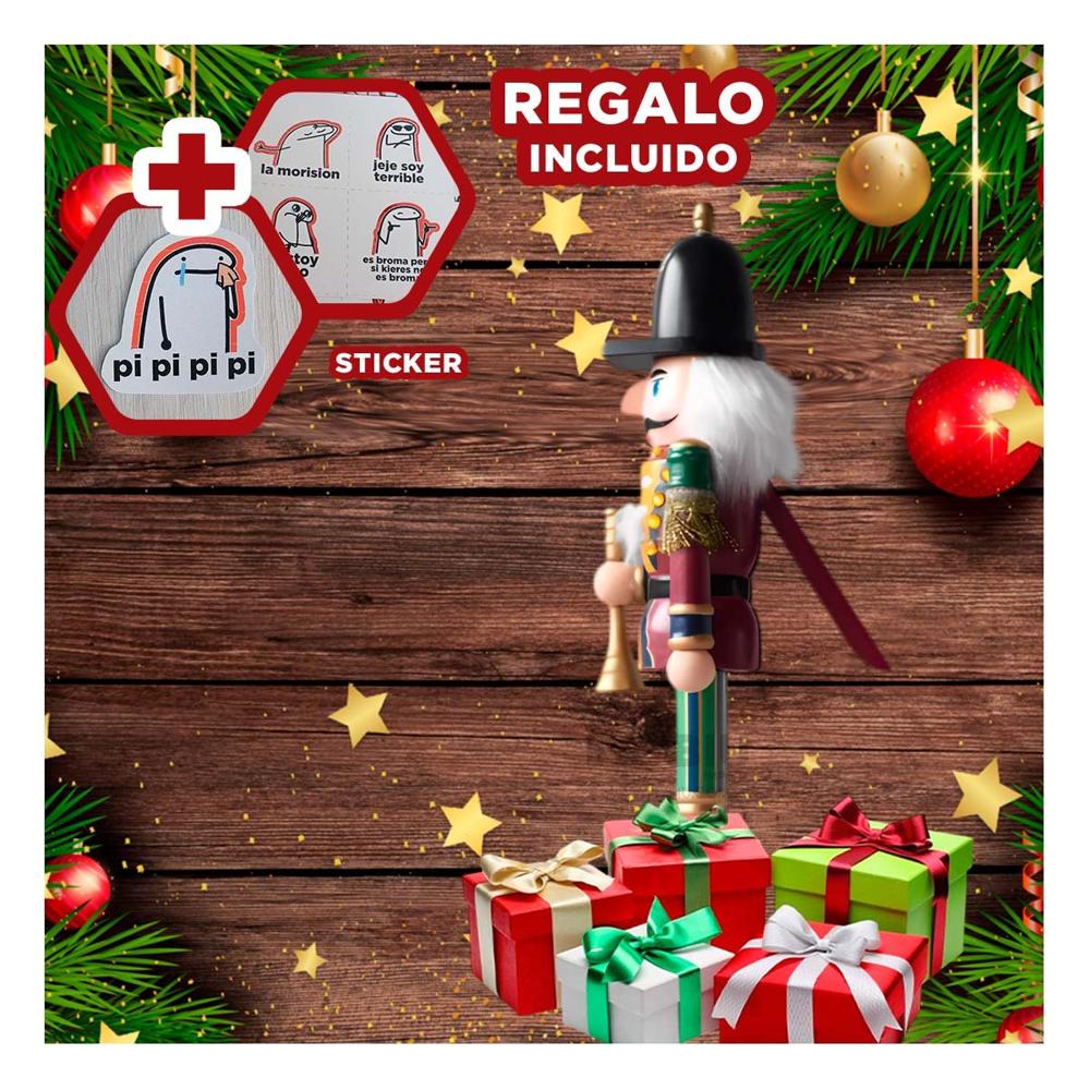 Cascanuez Elegante de Navidad en Guinda Y+Regalo Stickers| Promart.pe ...