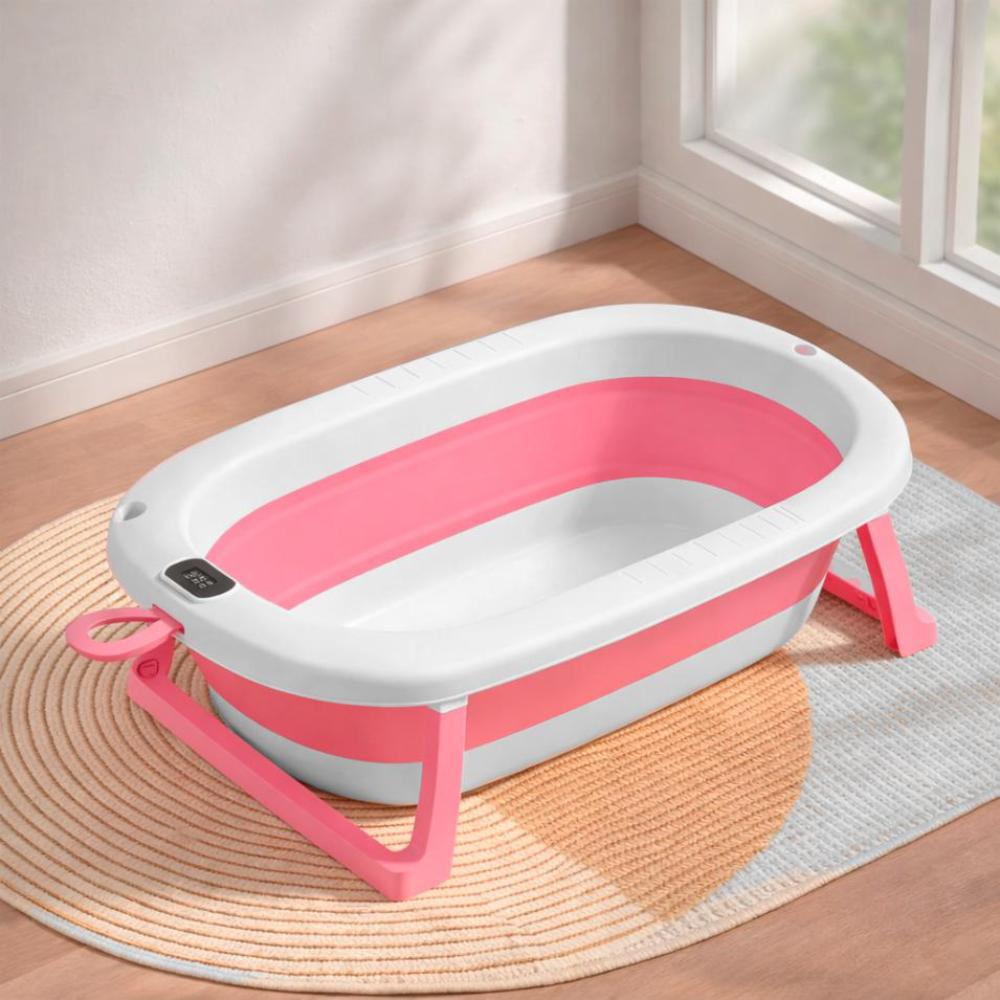 Tina Infantil Plegable con Termometro Color Rosado - Promart