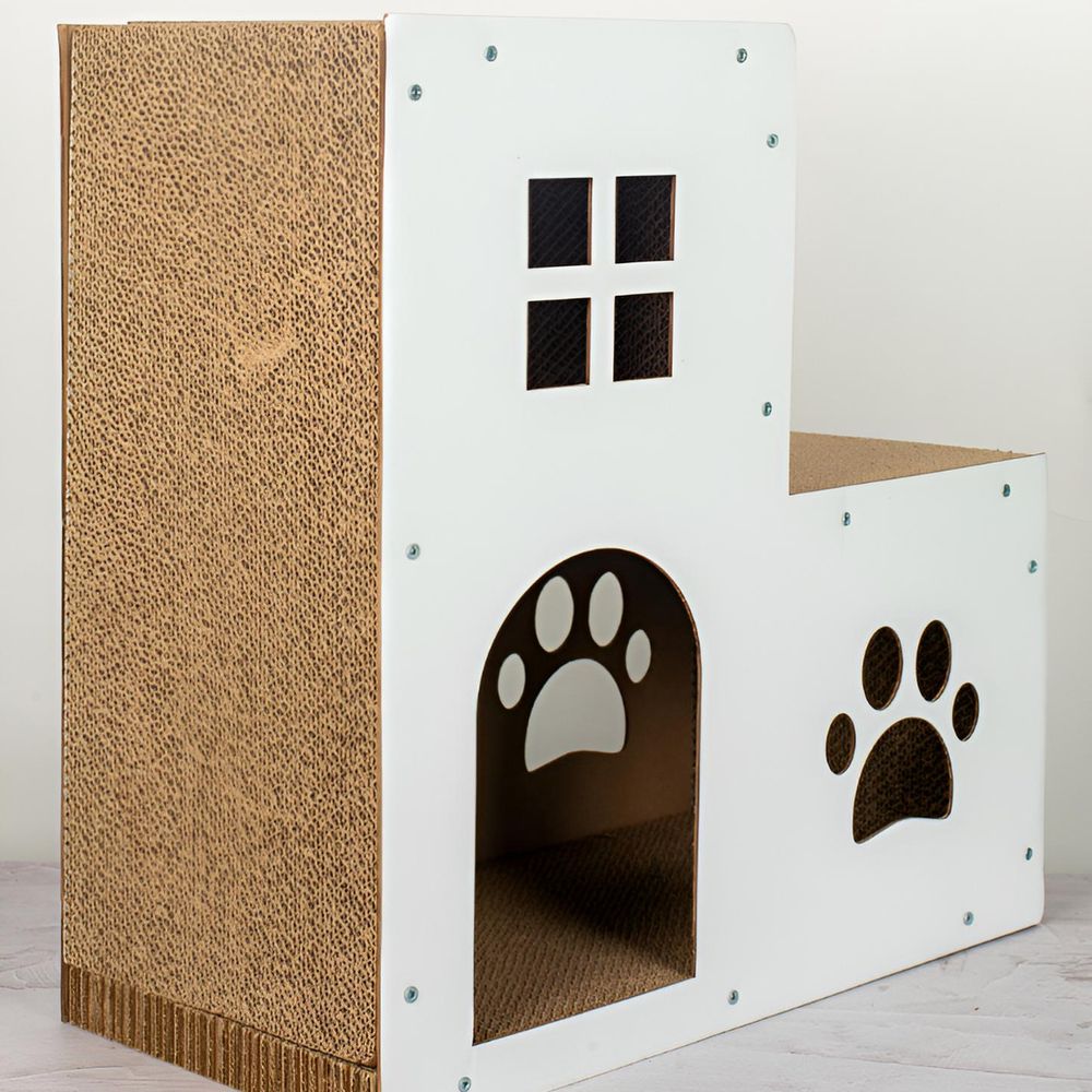 Pack Rascador polarita 2 pisos Blanco + Hierba Natural Para Gatos - Promart